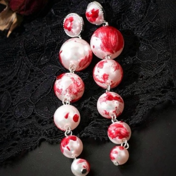 Jewelry | Vampire Bite Elegant Blood Spatter Droplets Pearls Murder ...